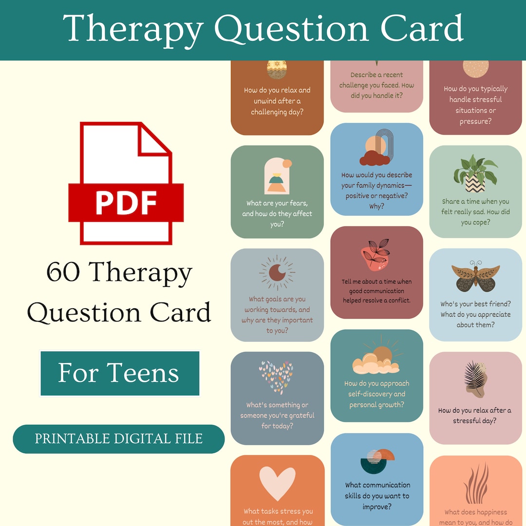 Therapy Questions for Teens,therapy Questions, Therapy Cards, Therapy ...