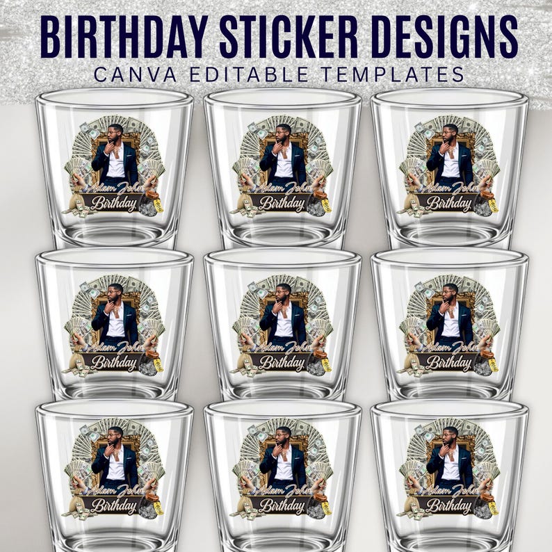 Dollar Style Birthday King Styrofoam Cup Sticker, Birthday Sticker ...