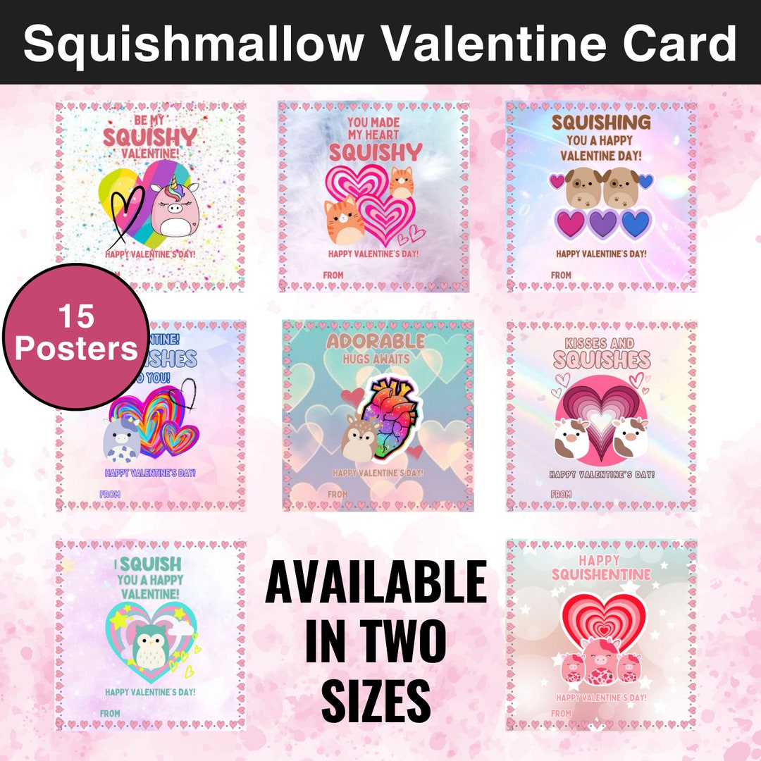 15 Squishmallow Valentine Cards, Squishmallow Party Cards for Kids ...