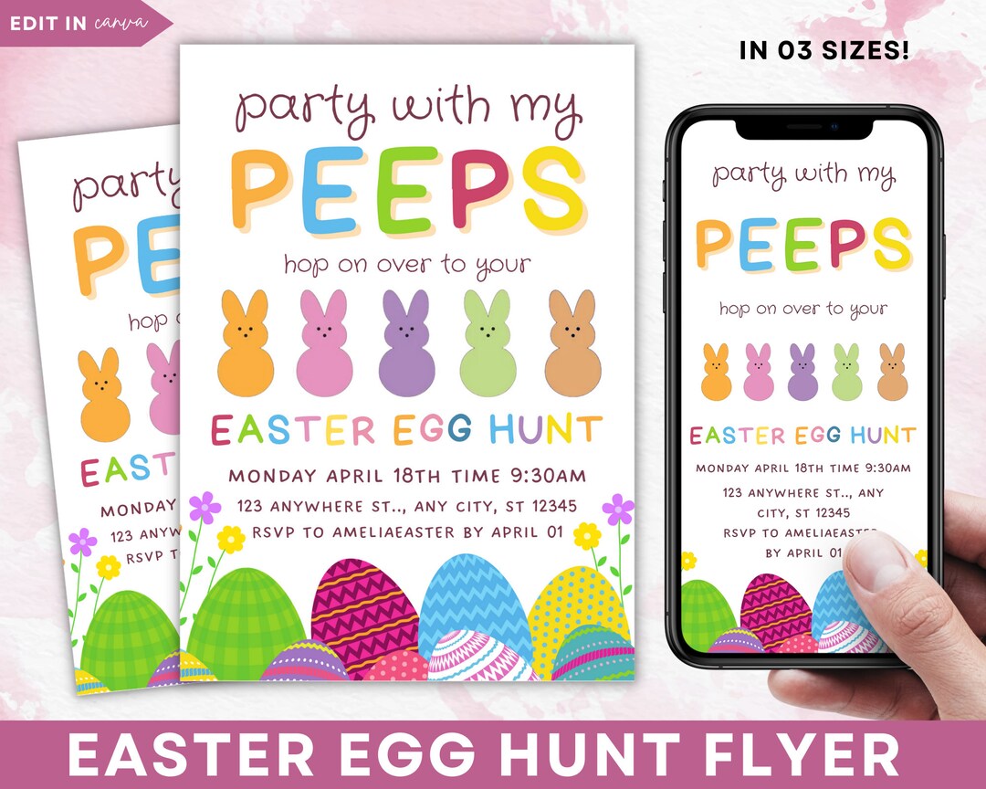 Easter Egg Hunt Flyer, Printable Invite Spring Egg Hunt, Easter ...