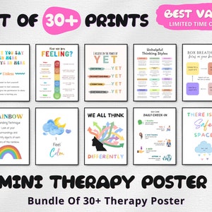 Mini Therapy Poster Bundle, Mental Health Bundle, Therapist Decor ...