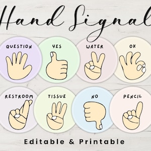 Hand Signal Posters,rainbow Hand Signal Posters,classroom Hand Signals ...