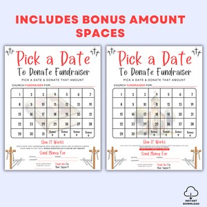 Church Fundraising Calendar, Pick a Date Donation Church Calendar ...