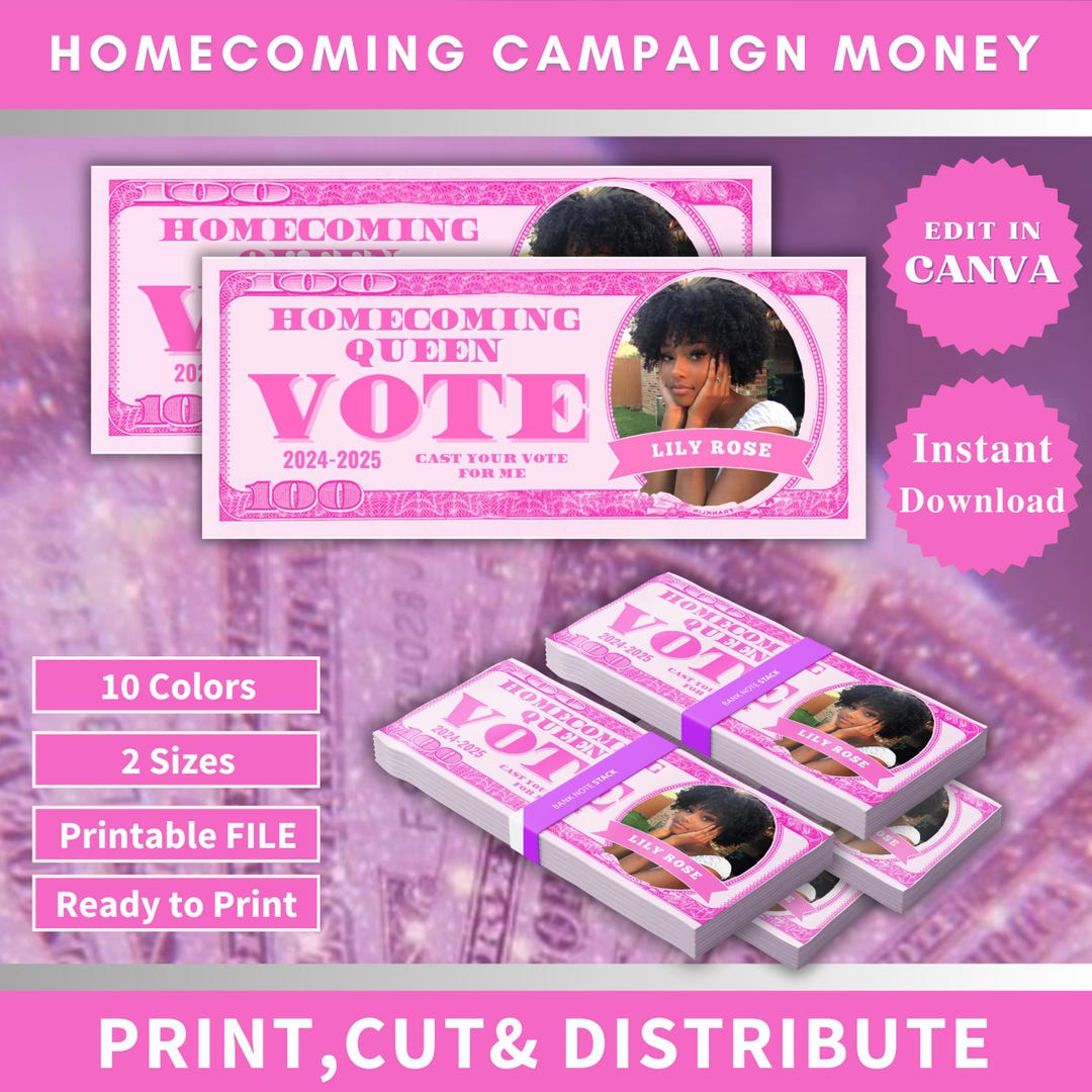 Homecoming 100 Dollar Bills Vote for Me Campaign Money, Prom Queen ...