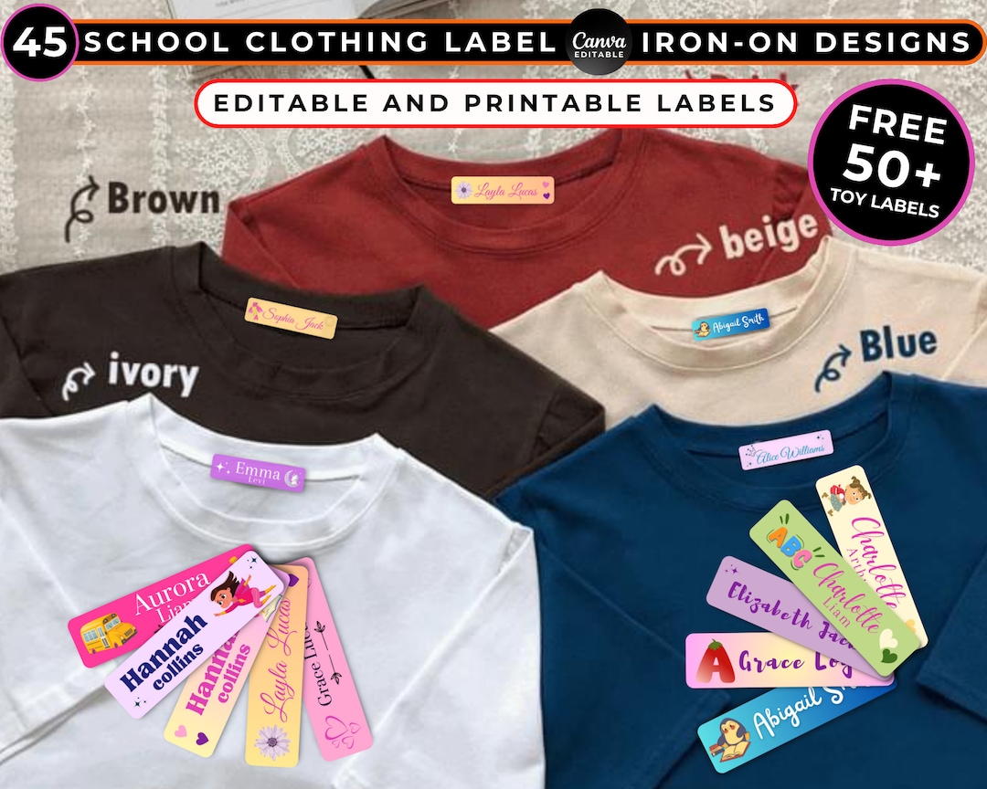 Back to School Clothing Labels, Printable Clothing Labels, Personalized ...