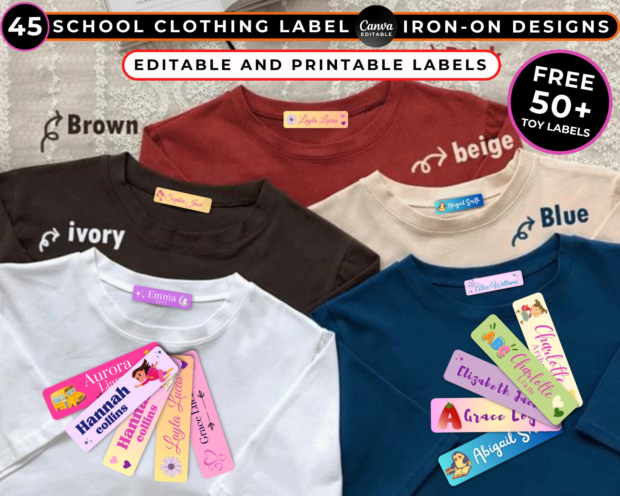 Back to School Clothing Labels Printable Clothing Labels - Etsy