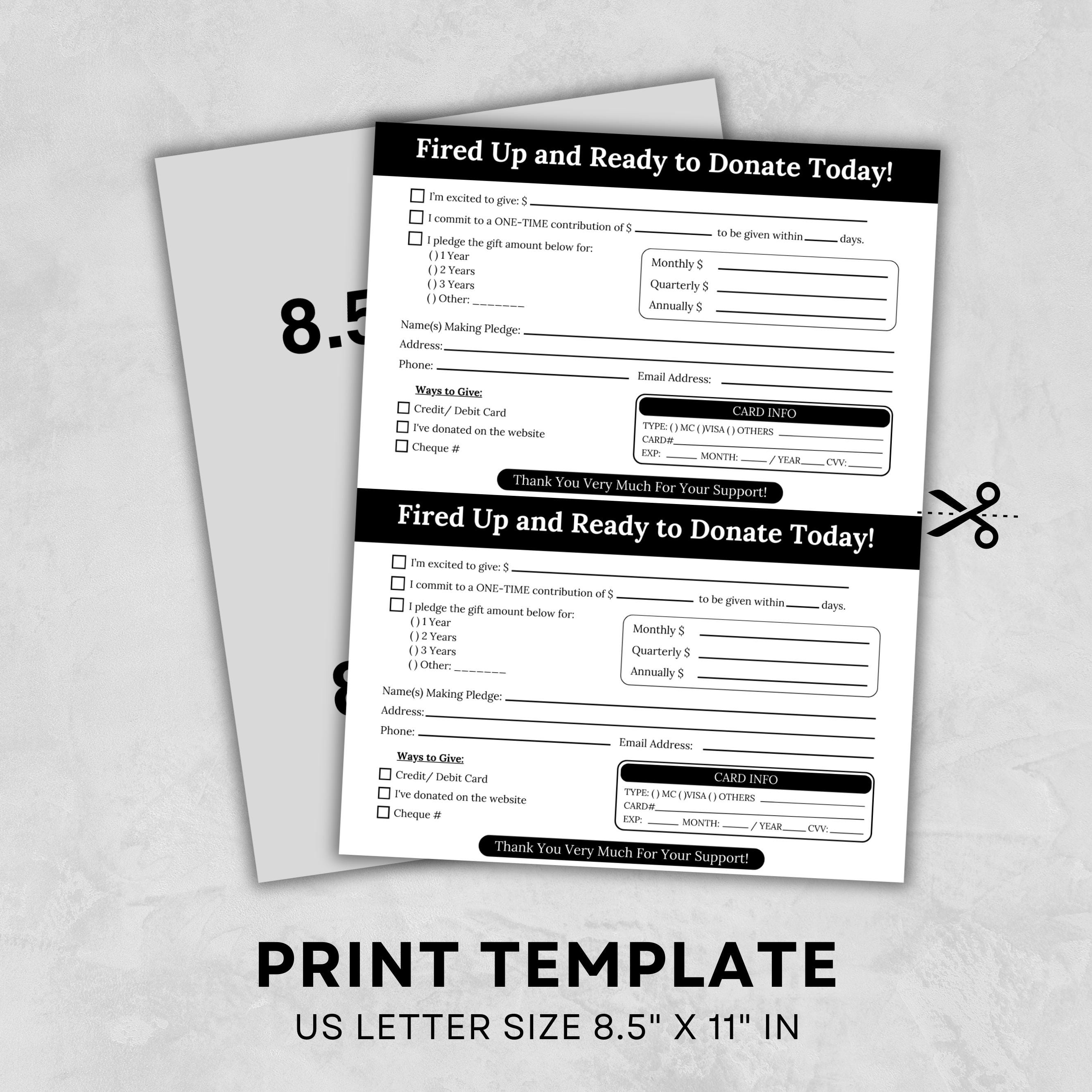 Printable Donation Card Canva Template, Donation Cards, Donation ...