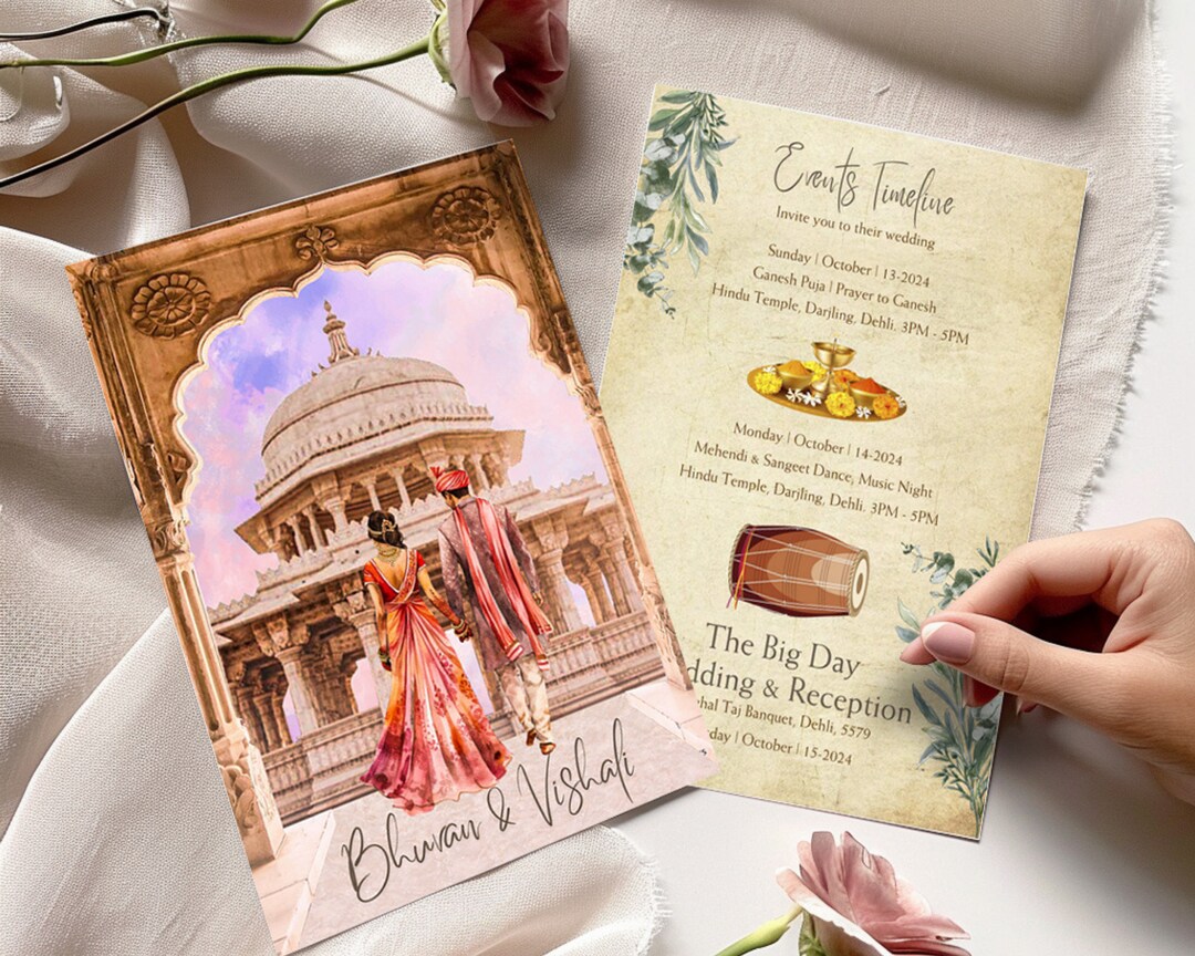 Indian Hindu Wedding Invitation, Hindu Wedding Invite, Indian Wedding ...