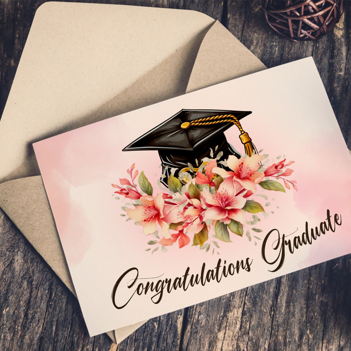 Printable Graduation Greeting Card, Floral Graduation Card ...