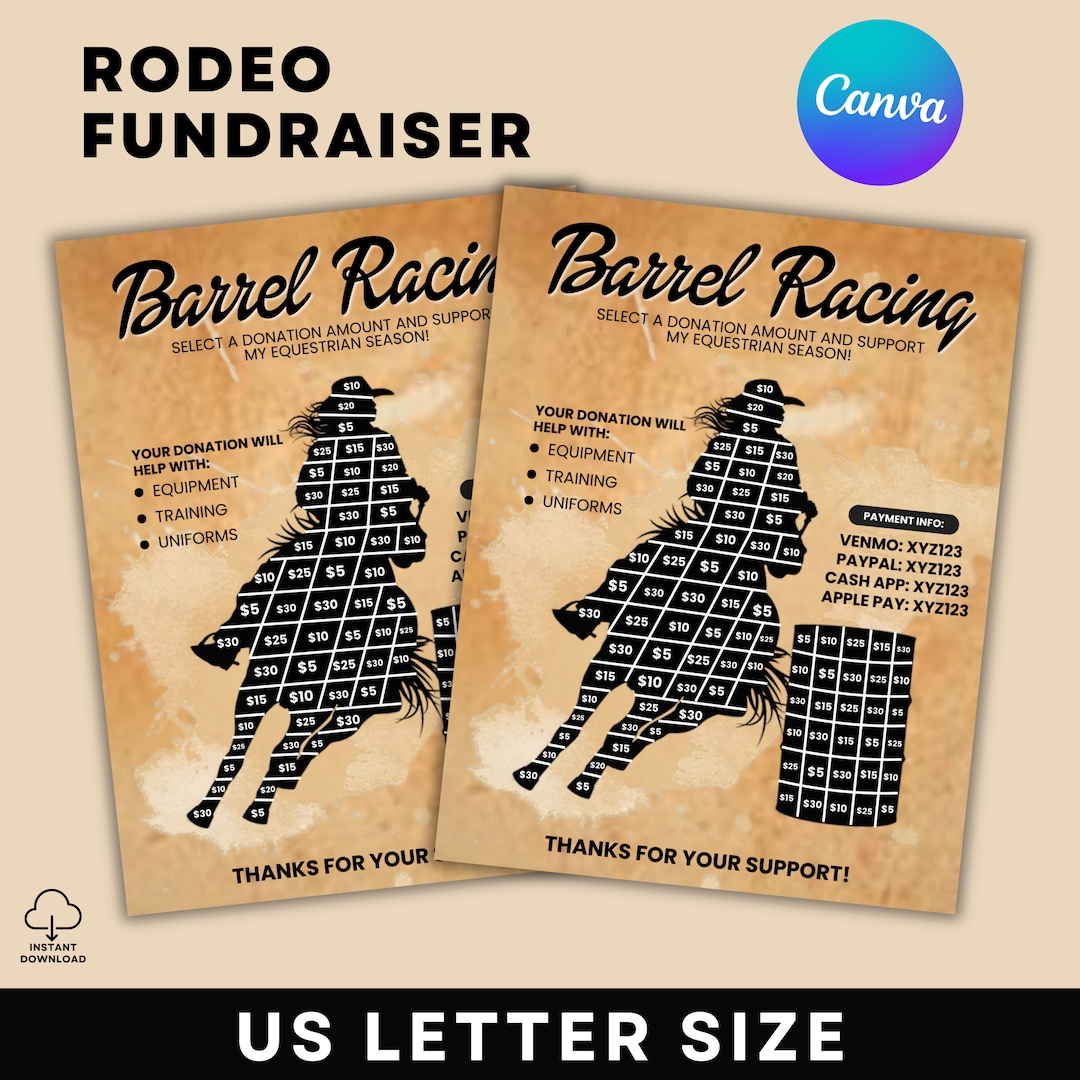 Rodeo Fundraiser Canva Editable Template, Horse Riding Match Fundraiser ...