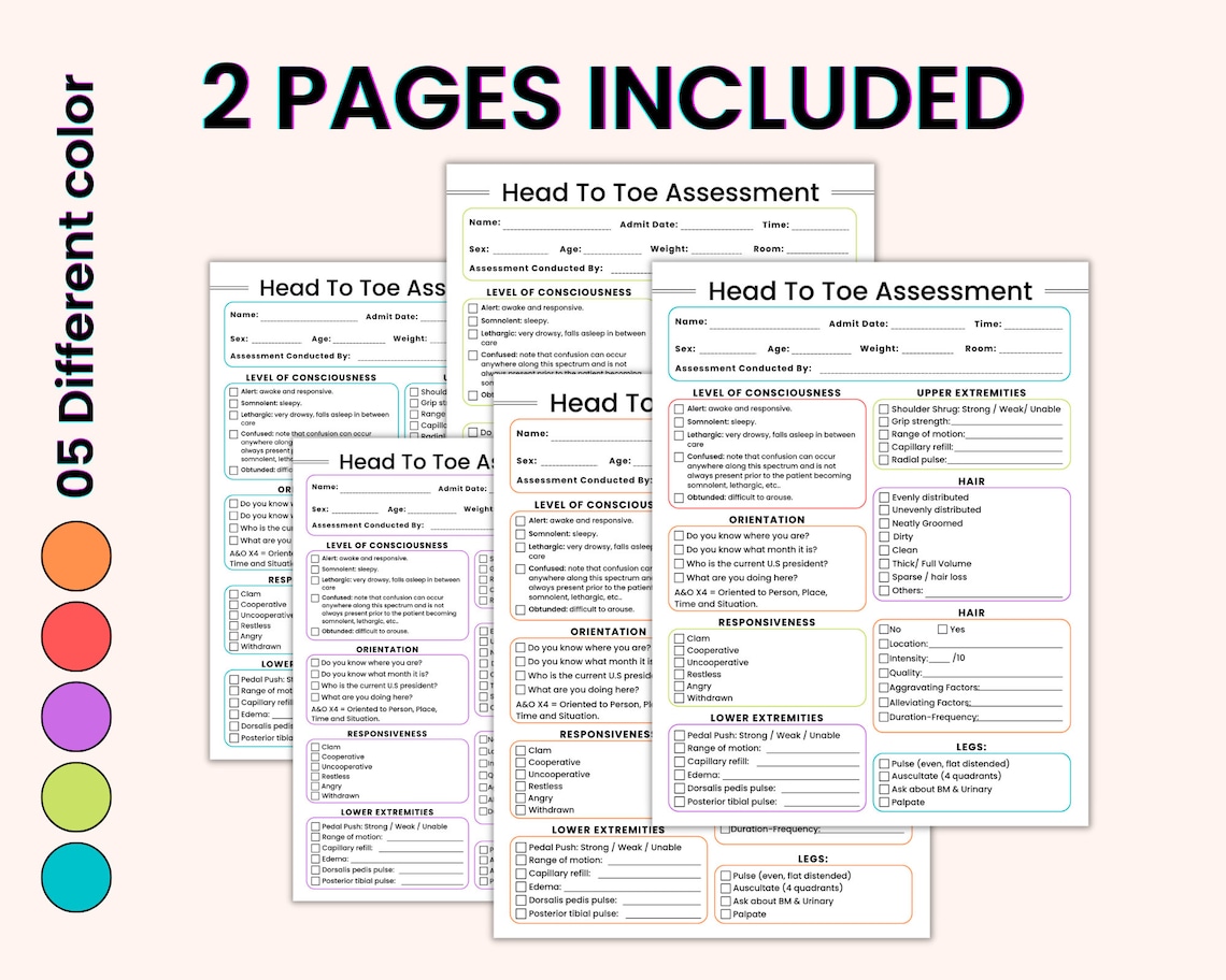 Head to Toe Assessment Nursing Template Nursing Guide - Etsy Canada