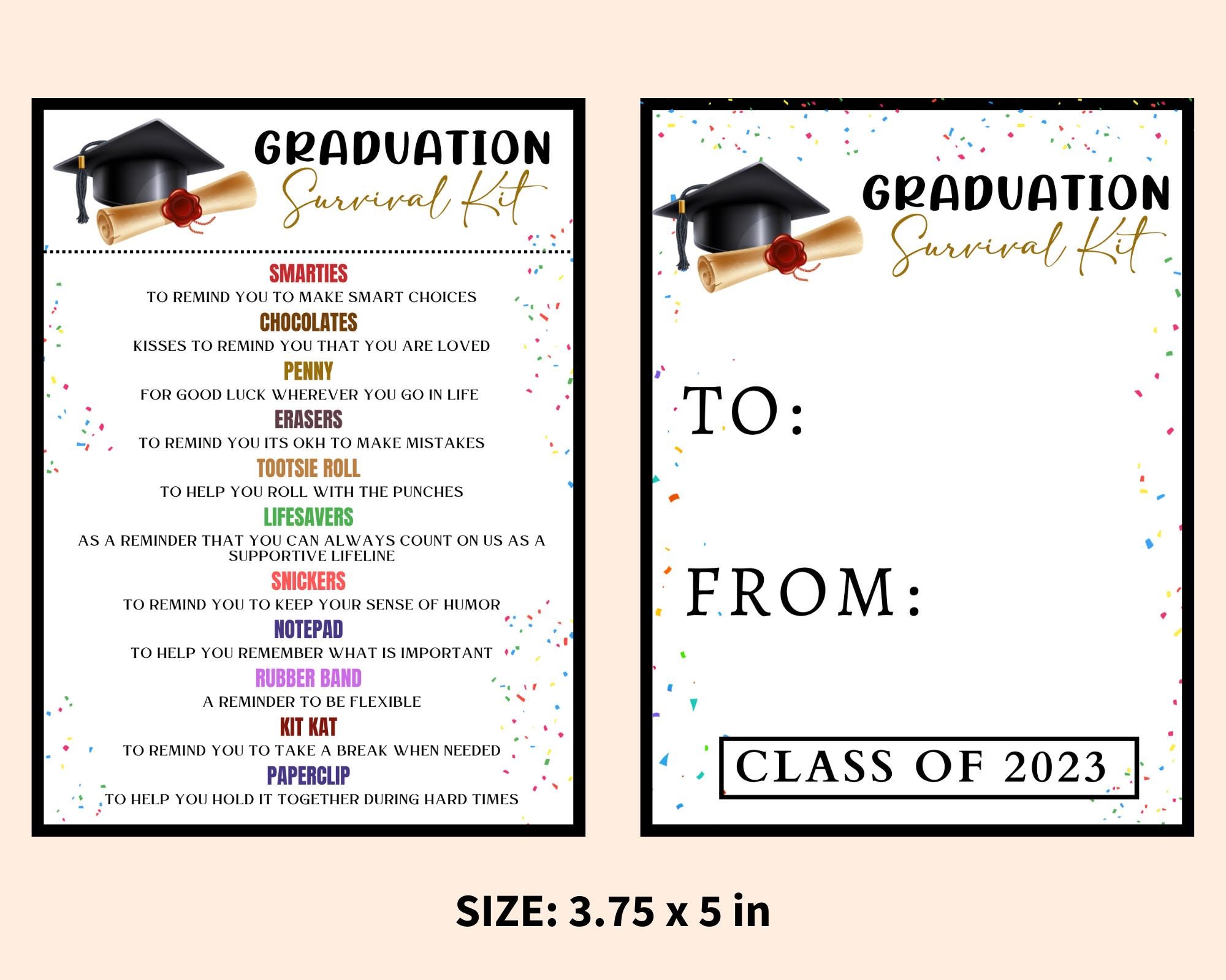 Graduation Survival Kit Printable, College Survival Kit, Student ...