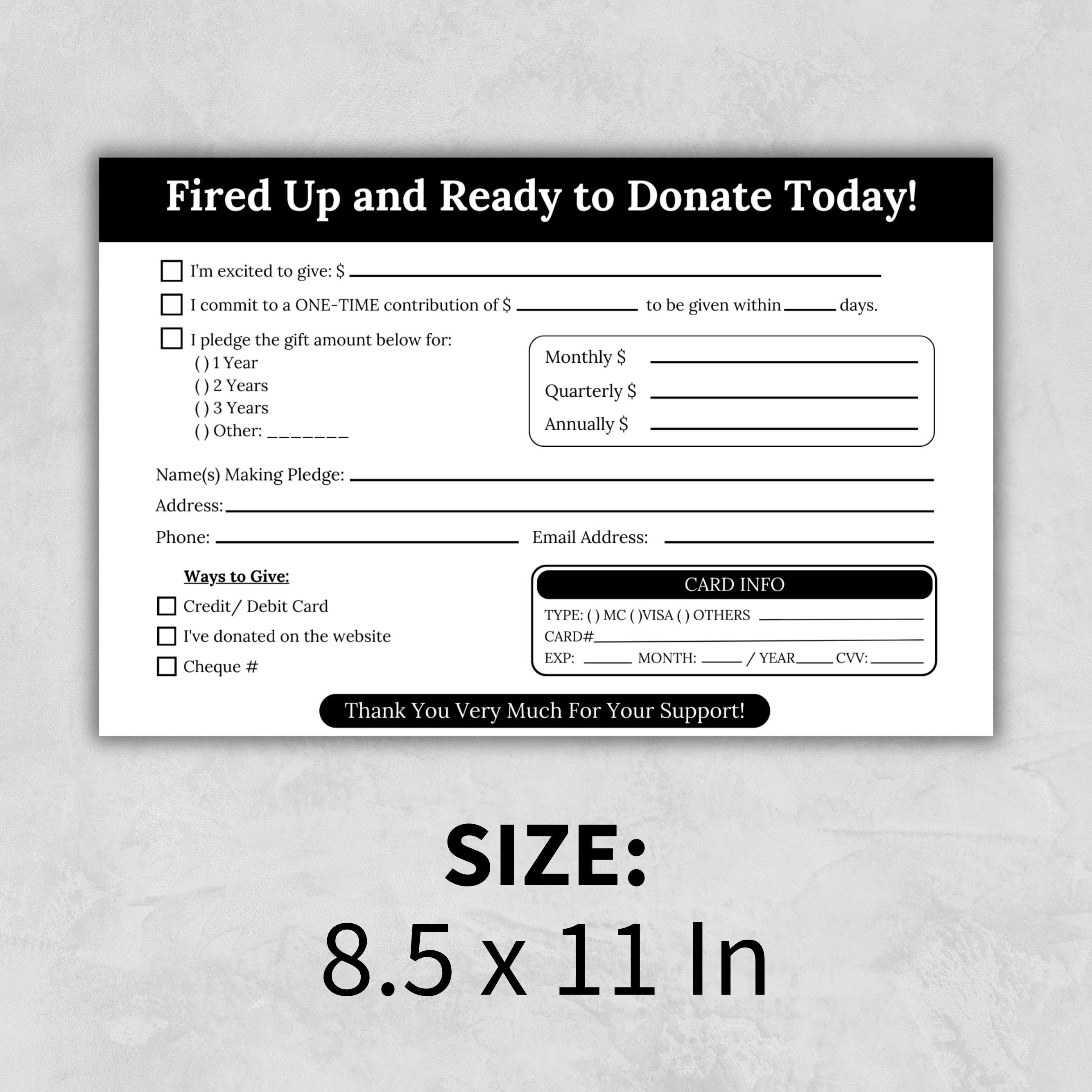 Printable Donation Card Canva Template, Donation Cards, Donation ...