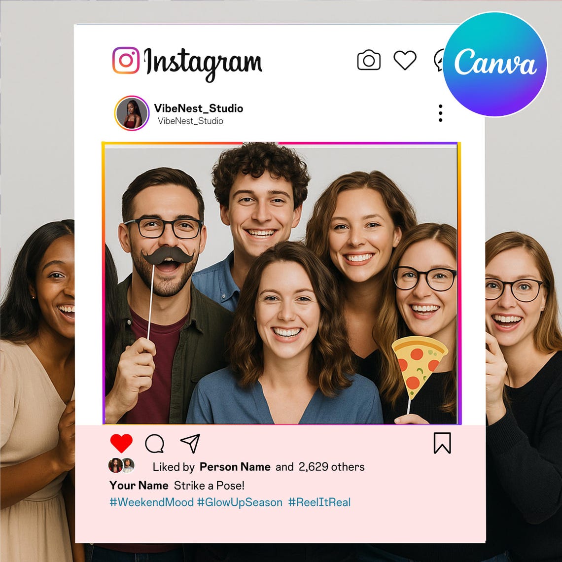 Customizable Instagram Frame Template: Photo Booth Prop (24x36, 27.5x39 ...