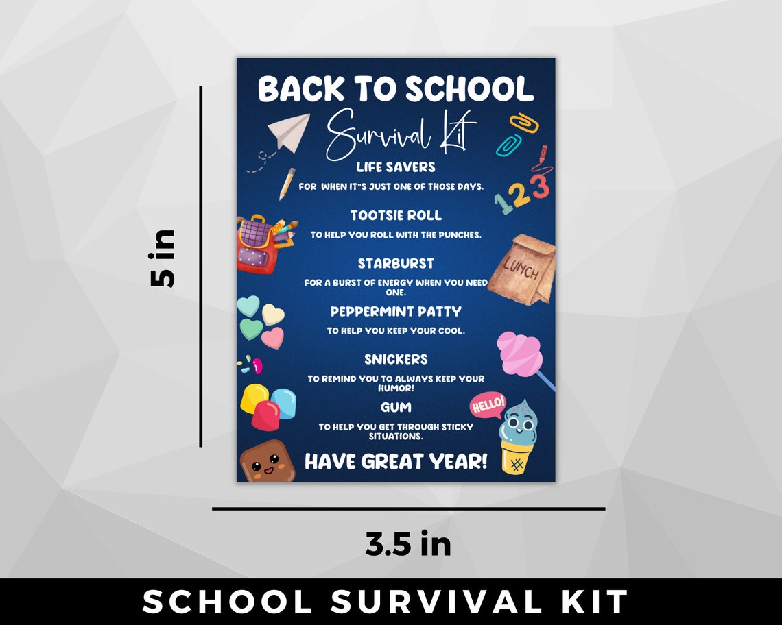 EDITABLE Back to School Survival Kit Gift Tags | Back to School Student ...