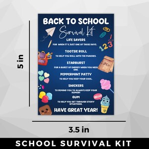 EDITABLE Back to School Survival Kit Gift Tags | Back to School Student ...
