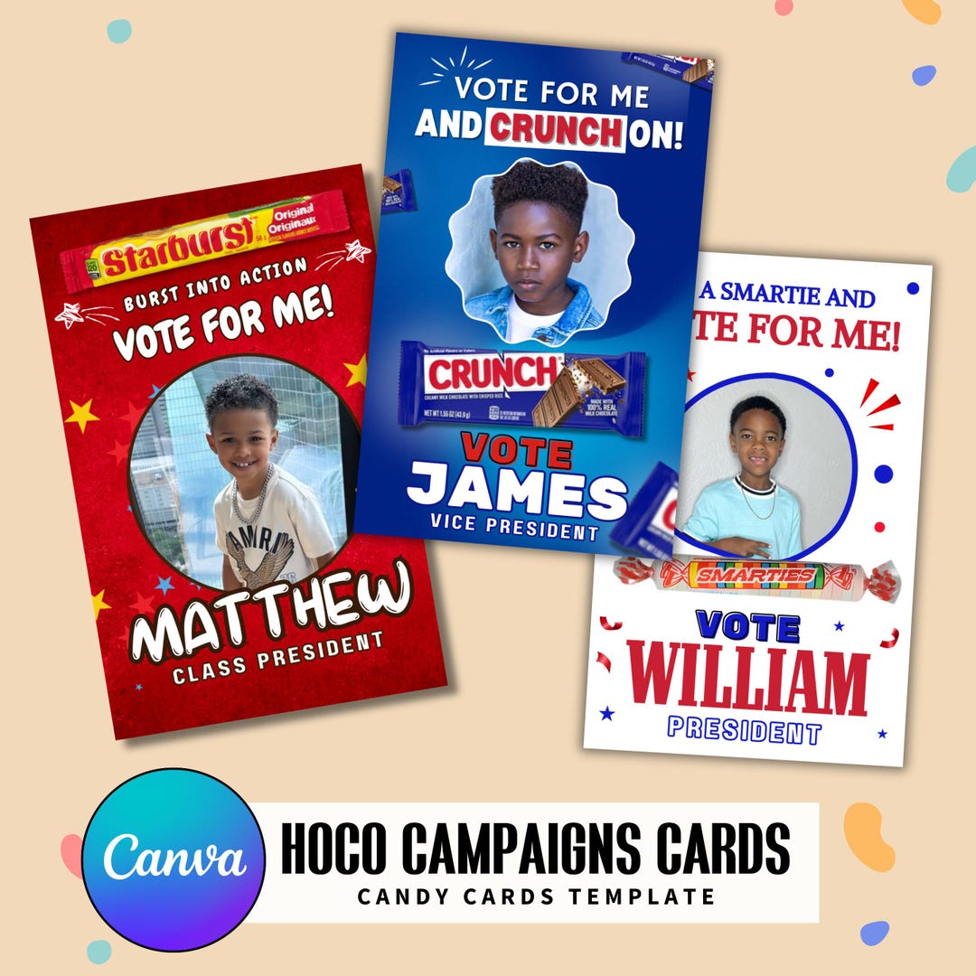 10 Candy Card Campaign Treat Bundle, Homecoming Campaign Candy Tags ...
