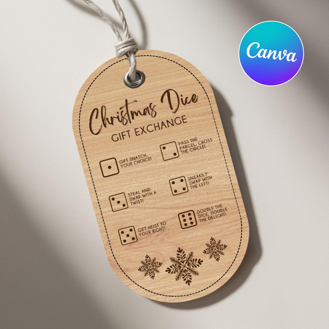 Christmas Dice Gift Exchange Tags, Printable Christmas Dice Tags ...