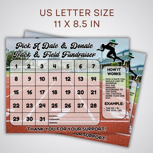 Editable Track and Field Football Fundraiser Calendar Pick a Date ...