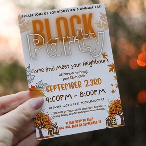 Editable Fall Block Party Flyer Template, Autumn Block Party Event ...