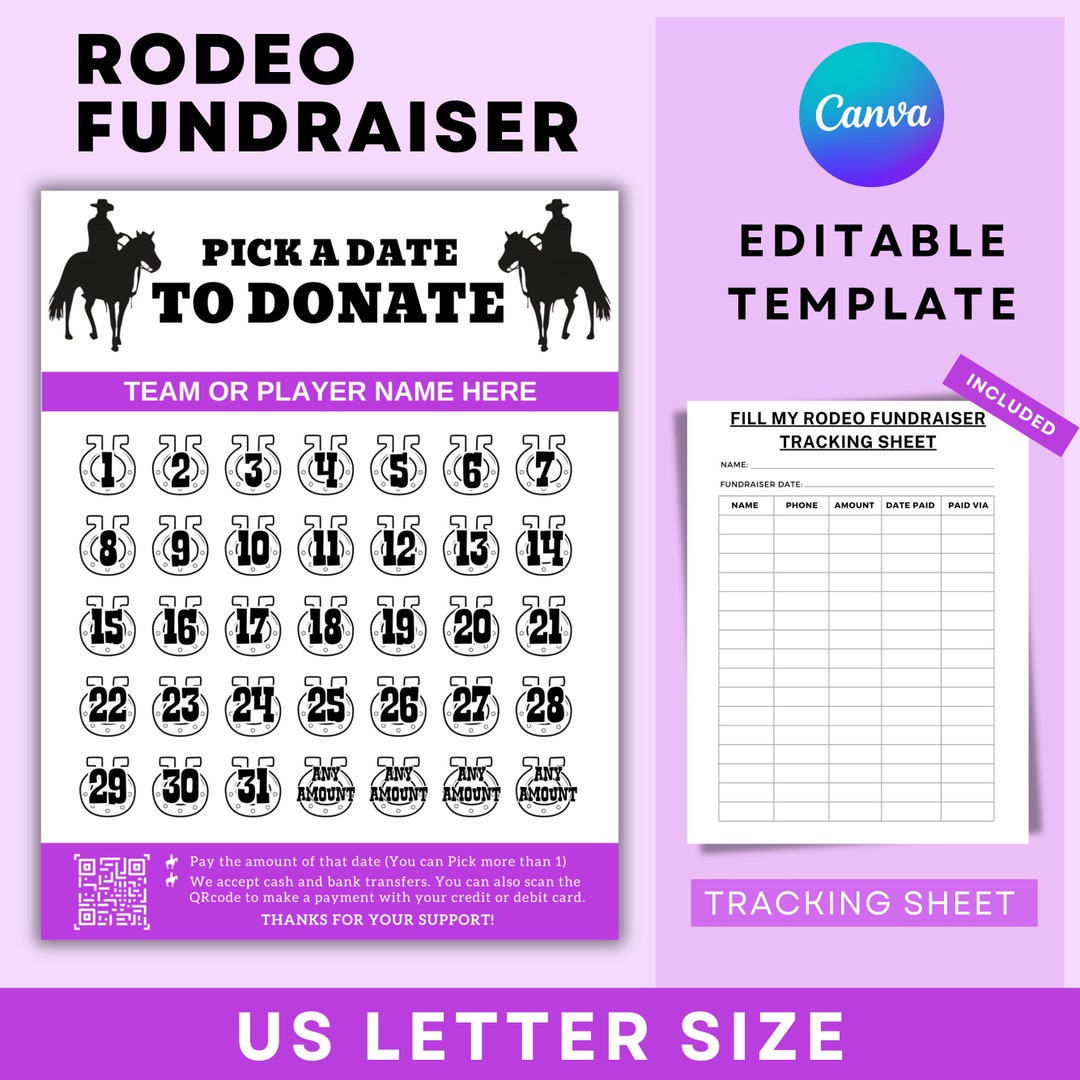 Rodeo Fundraiser Canva Editable Template, Horse Riding Match Fundraiser ...