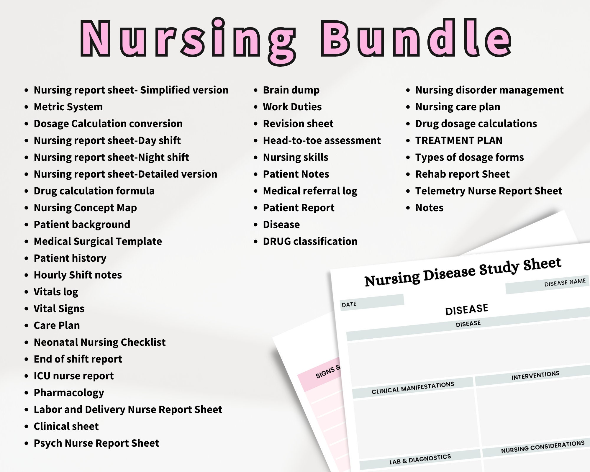 Nursing Report Sheet Nursing Care Plan Sample Template - Etsy
