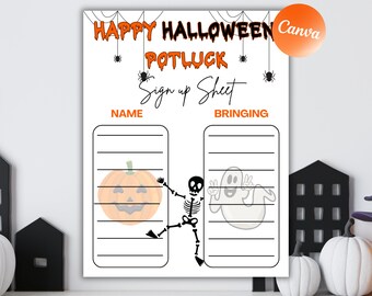 Halloween Party POTLUCK Sign-up Sheet Harvest Party Volunteer Sign up ...