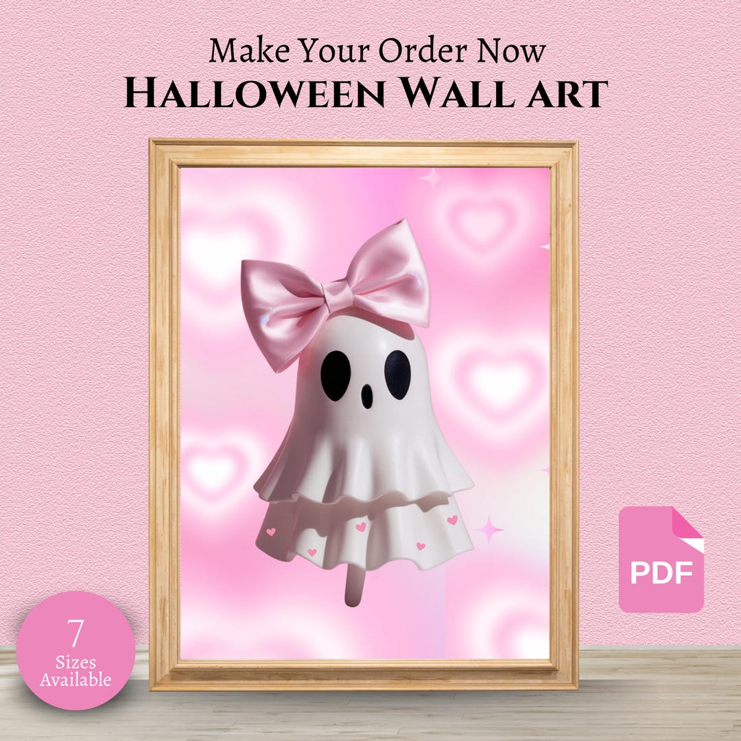 Pink Halloween Wall Art, Halloween Ghost Decors, Pink Halloween Wall ...