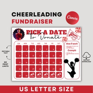 Cheerleading Fundraising Calendar, Pick a Date Donation Cheer Calendar ...
