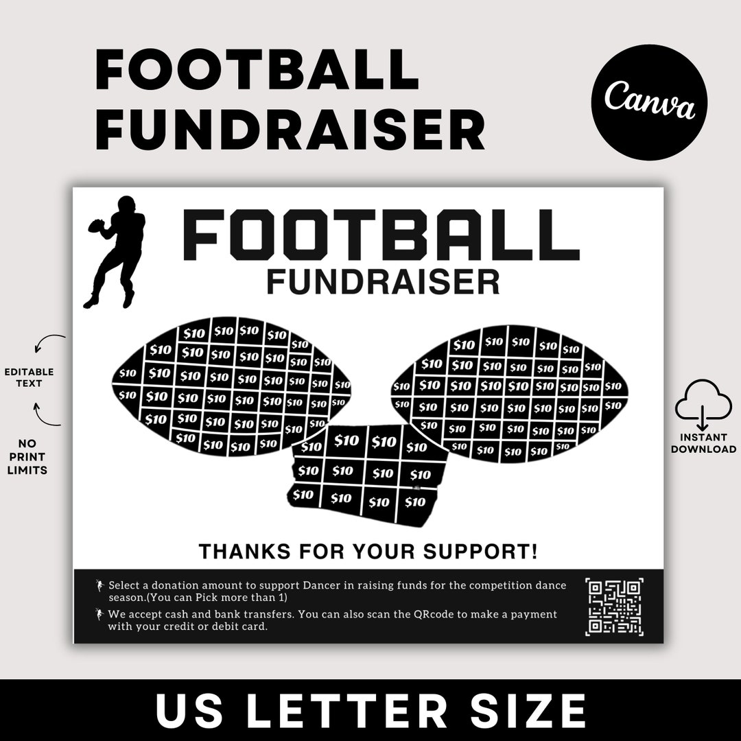 EDITABLE FOOTBALL Fill in Fundraiser Template Football Fill & Fund ...