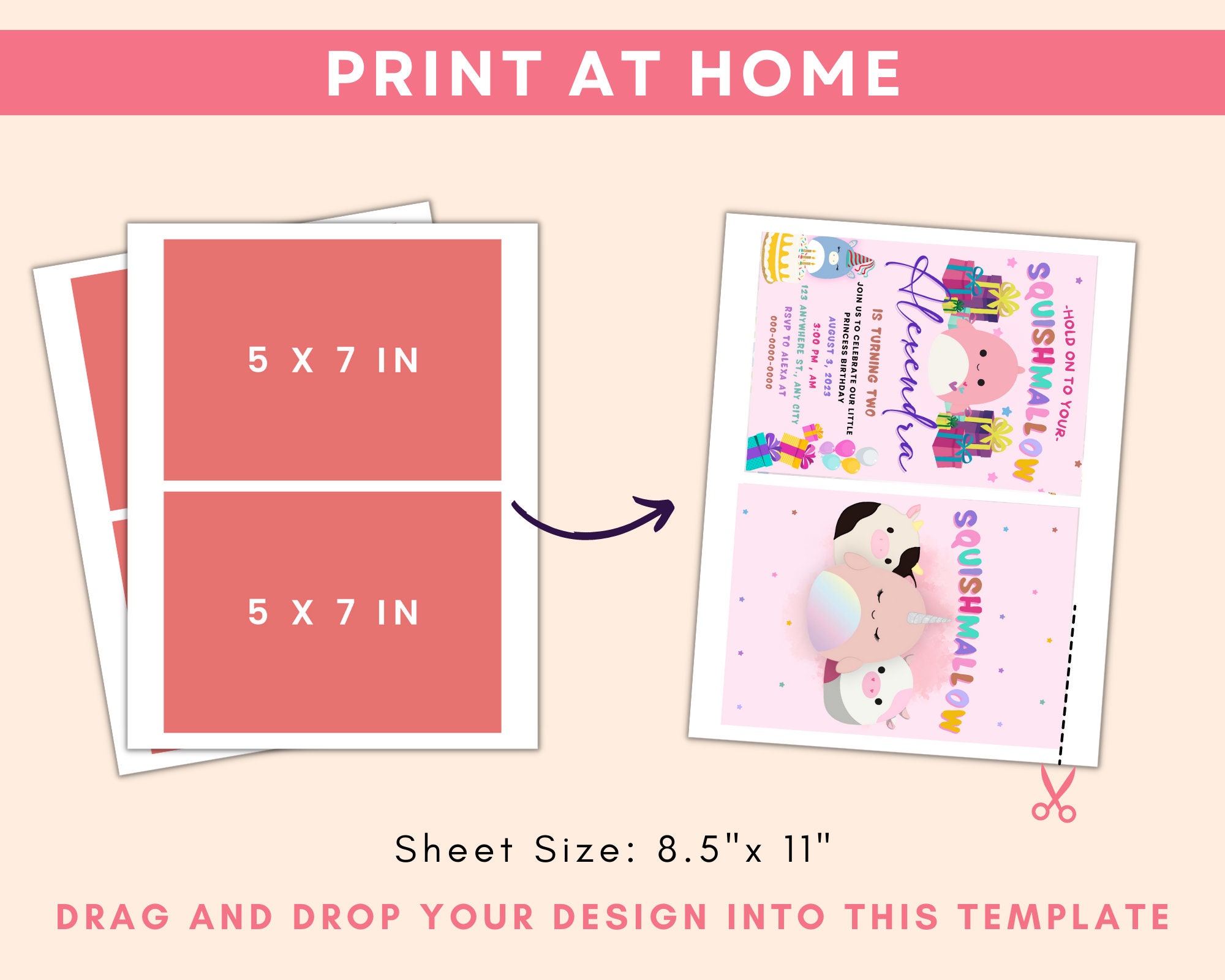 Self-editable 5x7 Squish Birthday Invite Kids Party Invitation - Etsy