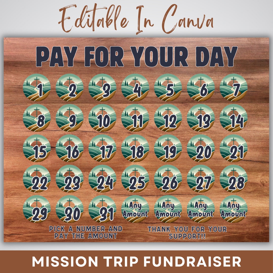 Editable Mission Trip Fundraiser Calendar, Pick A Date to Donate ...