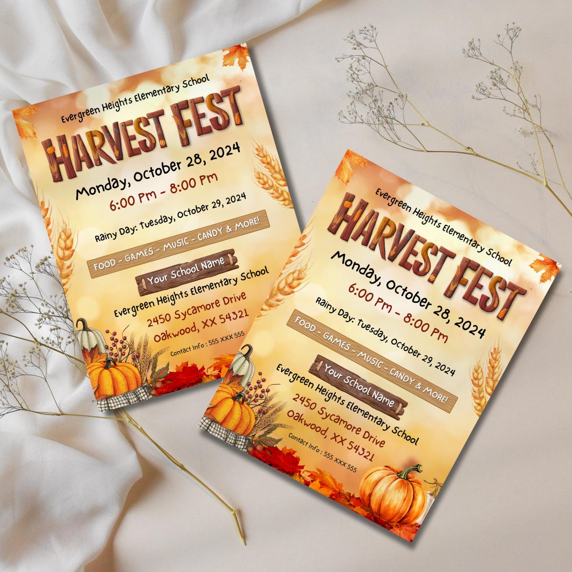 Editable Harvest Fest Flyer Canva Template, Autumn Flyer, Fall Flyer ...