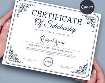 Scholarship Award Template, School Award Certificate, Editable ...