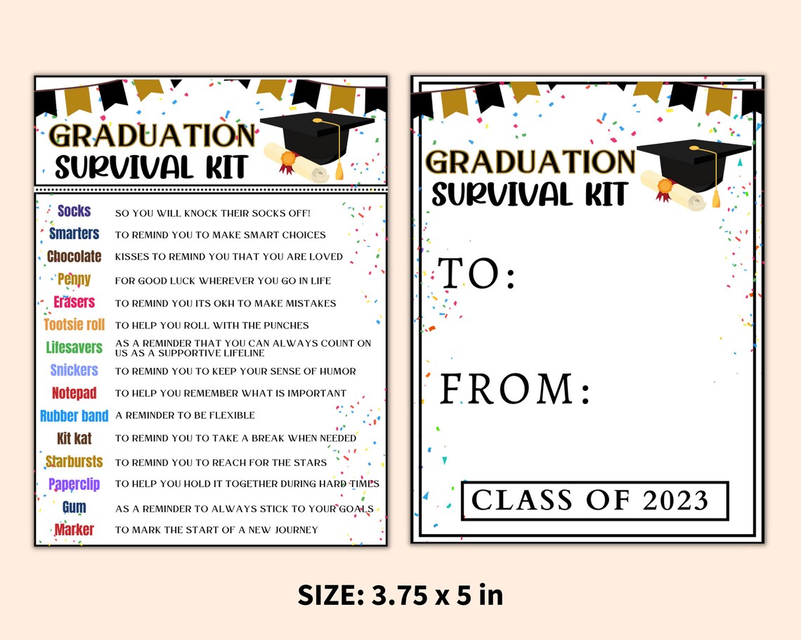 EDITABLE Graduation Survival Kit After Graduation Survival - Etsy