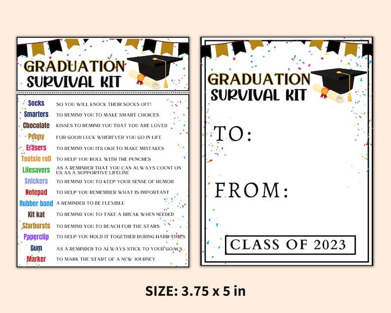 EDITABLE Graduation Survival Kit After Graduation Survival - Etsy