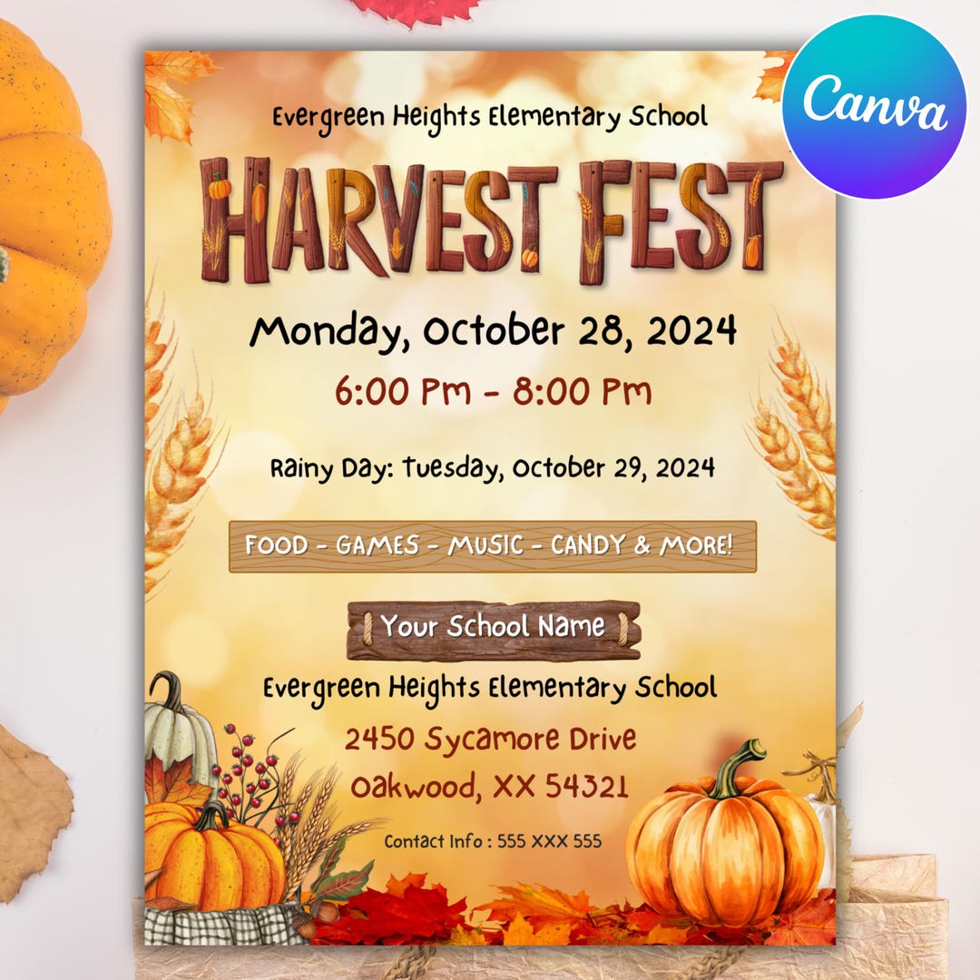 Editable Harvest Fest Flyer Canva Template, Autumn Flyer, Fall Flyer ...