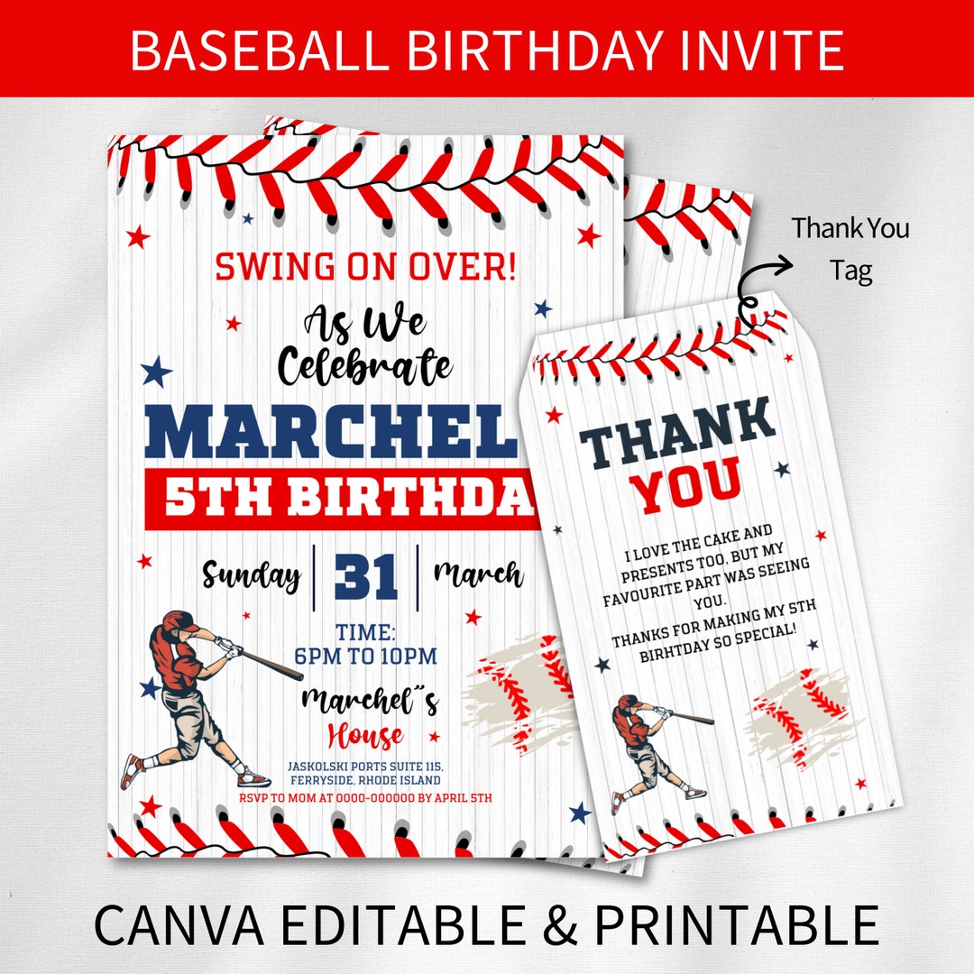 Baseball Birthday Invitation Digital, Baseball Birthday Party Invites ...