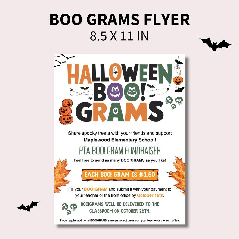 Editable Boo Grams Canva Template, Boo Grams Fundraising Kit, Editable ...