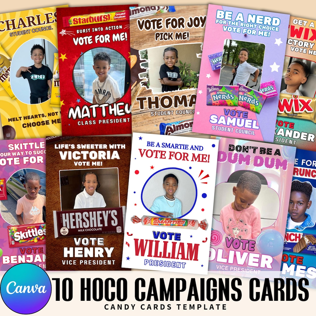 10 Candy Card Campaign Treat Bundle, Homecoming Campaign Candy Tags ...