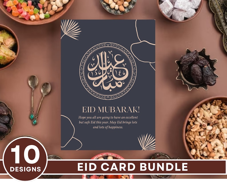 Eid Cards Assorted Pack of 10 | Eid Mubarak Cards Bundle | Greeting ...