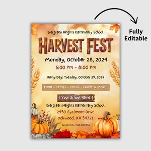 Editable Harvest Fest Flyer Canva Template, Autumn Flyer, Fall Flyer ...