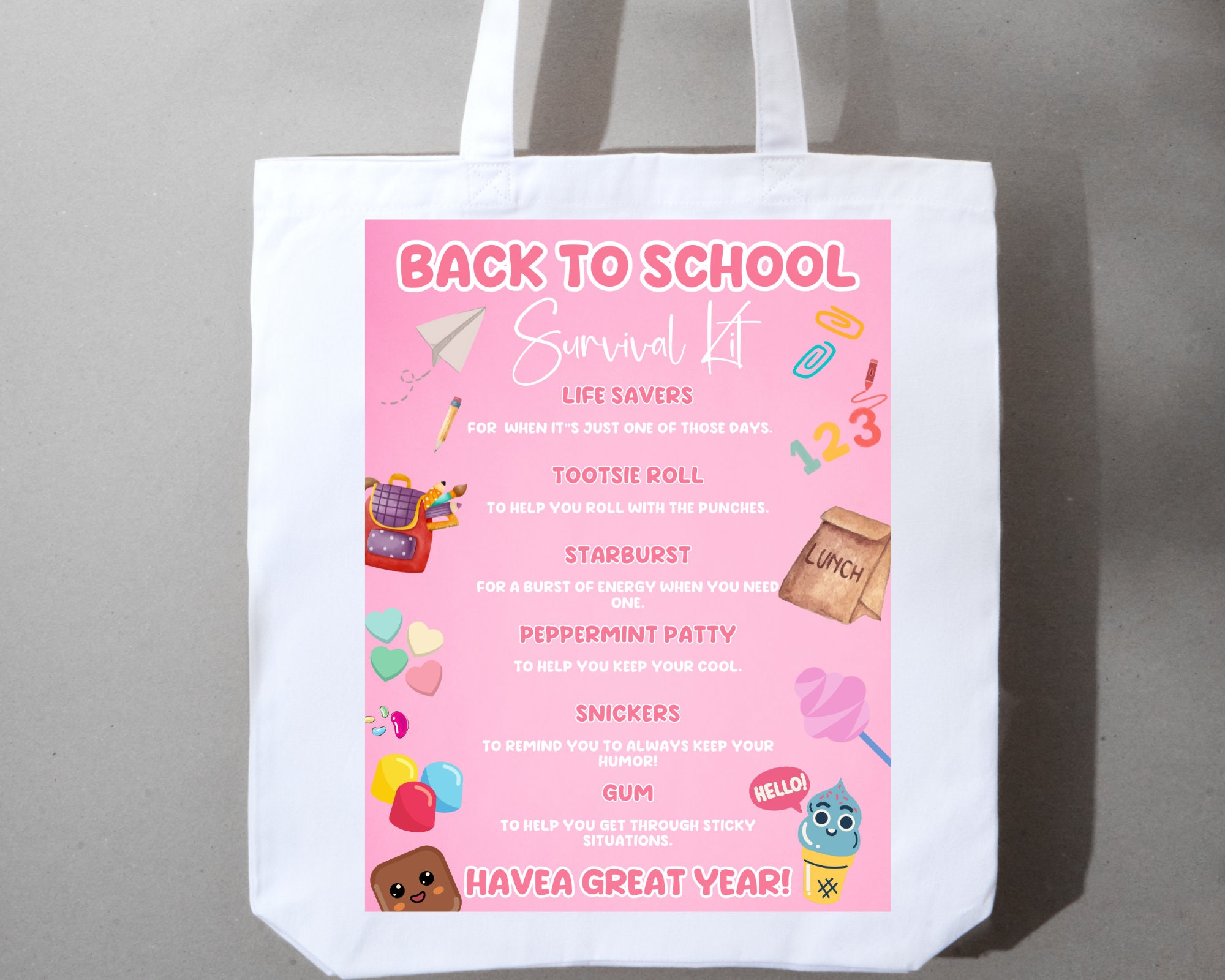EDITABLE Back to School Survival Kit Gift Tags | Back to School Student ...