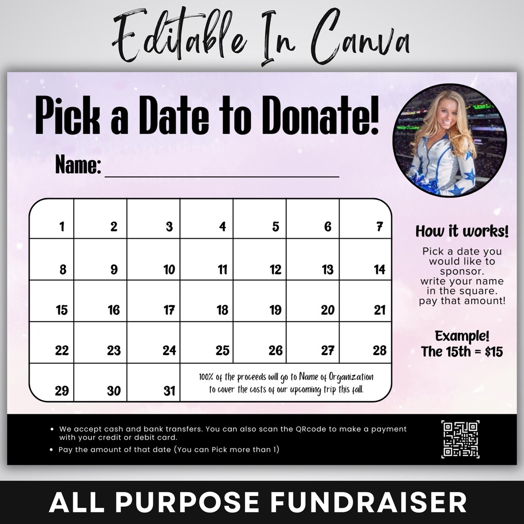 All Purpose Fundraiser Calendar, Pick A Date to Donate, Calendar ...