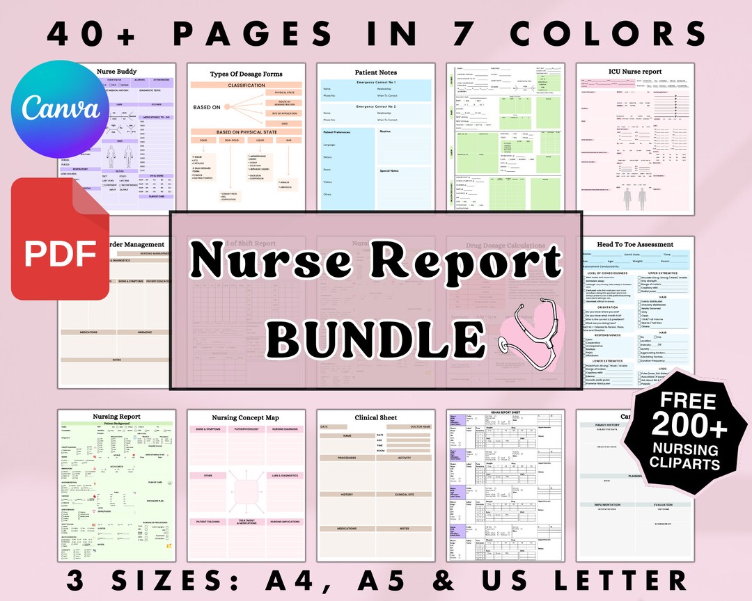Nurse Report Bundle, Nursing Report Sheet, Nursing Care Plan, Nurse ...