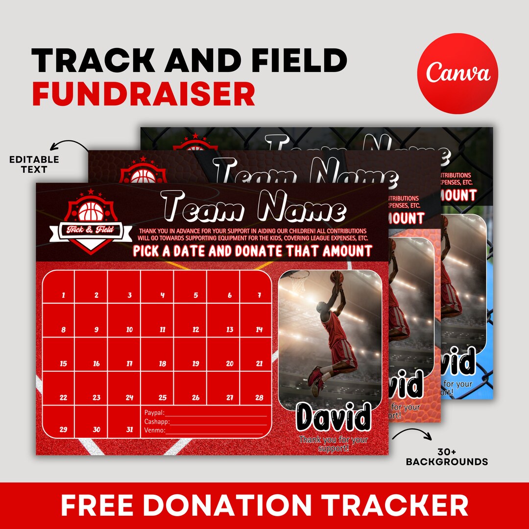 Editable Track and Field Football Fundraiser Calendar Pick a Date ...