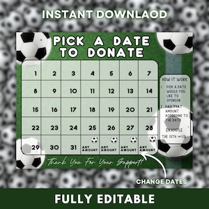 Editable Soccer Calendar Fundraiser Template, Clear the Board ...