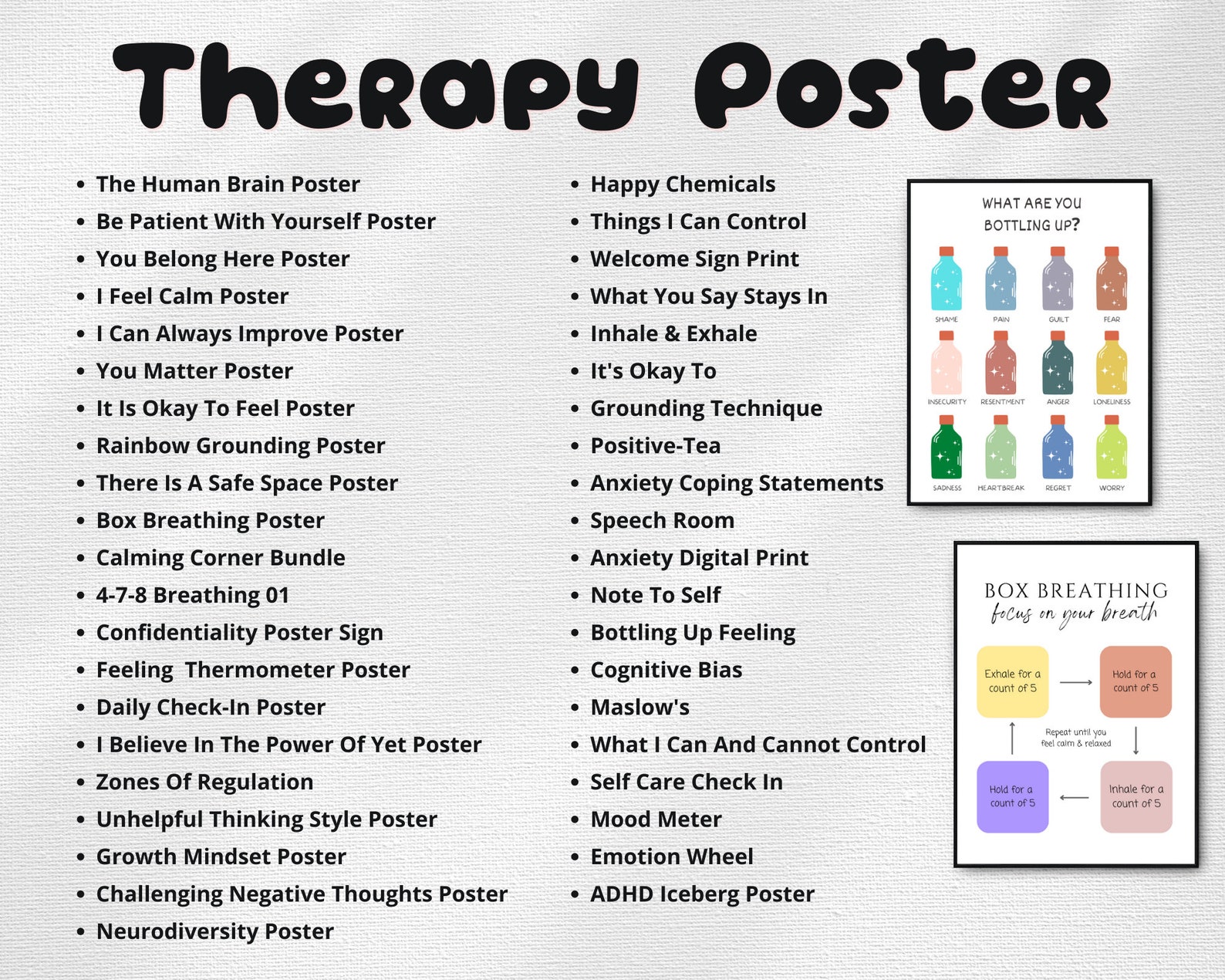Therapy Poster Bundle, Therapy, Decor Psychologist Therapist Mental ...