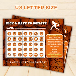Basketball Fundraising Calendar 2024, Pick a Date Donation February ...