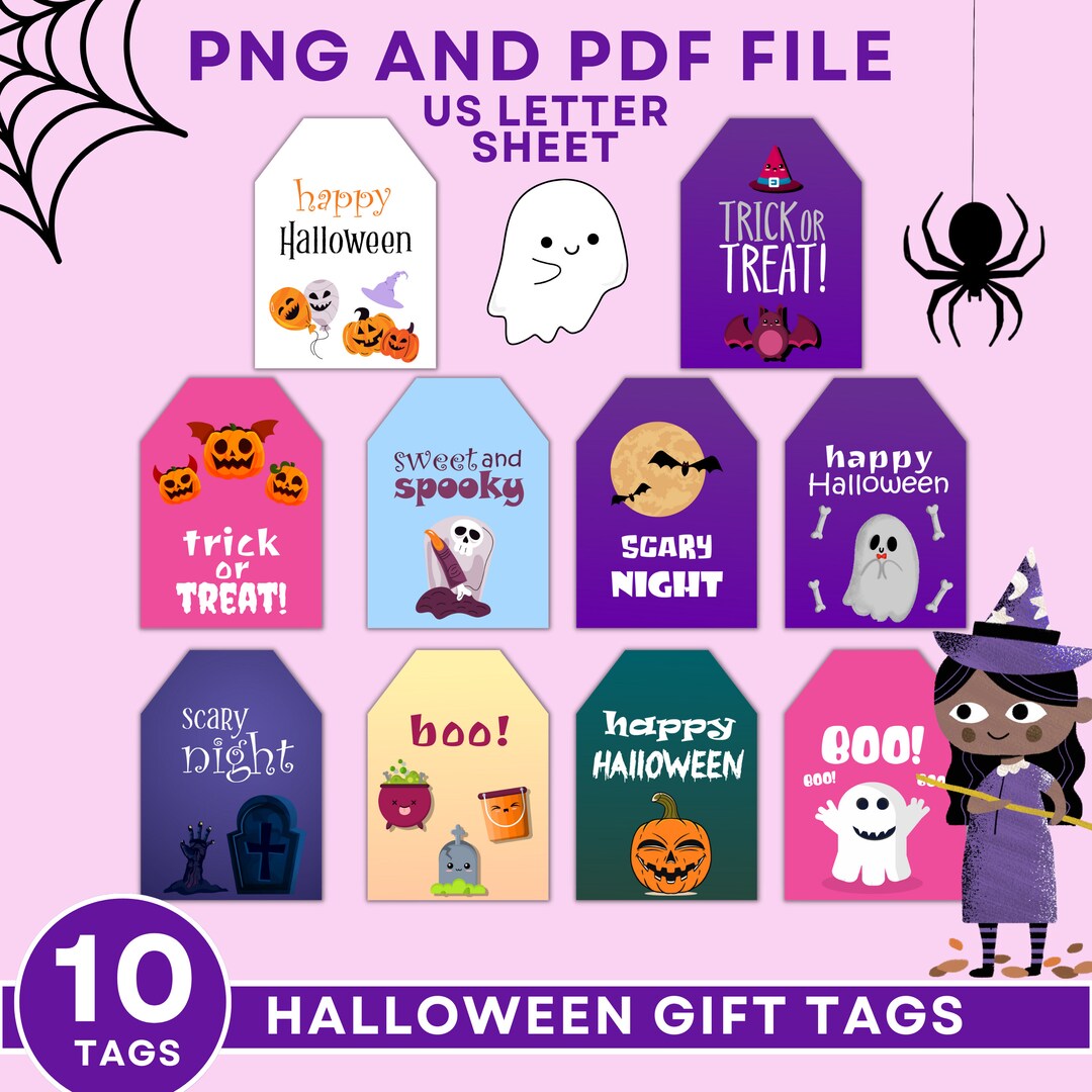 Sweet and Spooky Tags 10 Printable Halloween Gift Tags - Etsy